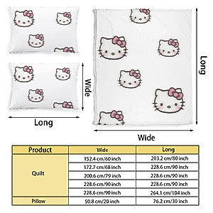 Hello Cat Kitty Anime Cartoon Bedding Set Boys Girls Women Man 100% Cotton Duvet Cover and Pillow Cases 3 Pieces Bedroom Bed Set Hello Cat Kitty Merch