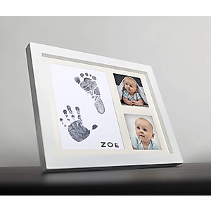 Baby Ink Hand and Footprint Kit – Handprint Picture Frame for Newborns (Safe Clean-Touch Ink Pad for Prints) – Best New Mom and Shower Gift – Foot Impression Photo Keepsake for Girls & Boys – (White)
