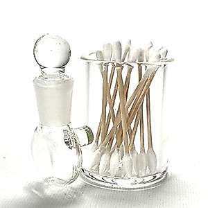 PAYKOC IMPORTS Clear Large 3" Heady Hand Blown Glass Cotton Swab Q-Tip Holder/Alcohol ISO Station