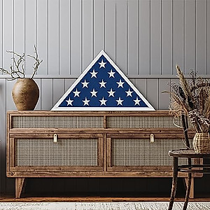 Americanflat Large Flag Display Case for Burial Flag - Fits Folded 5 x 9.5' Flag - Military Flag Case - Silhouette Collection - Flag Box Display Case for Wall or Tabletop - White
