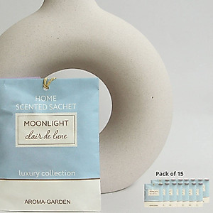 Aroma-Garden Scented Sachet, 15 Gift Pack -Luxury Collection- Fragrance Sachets for Home, Drawers & Closets (Moonlight (Vanilla & Blackcurrant))