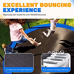 ORCC 1200LBS Weight Capacity 16 15 14 12 10ft Trampoline for Kids and Adults Outdoor Trampolines with Safety Enclosure Net Wind Stakes Non-Slip Ladder