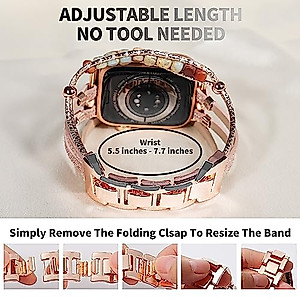 DamonLight Beaded Boho Watch Bracelet Band Compatible with Apple Watch Band Women 38mm 40mm 41mm, Compatible for iWatch Series Ultra 8 7 6 5 4 3 2 6 1 SE (Rose Gold, 38/40/41MM)