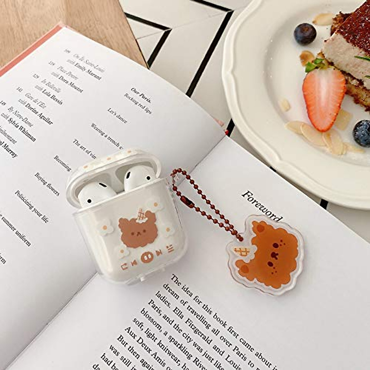 Ownest Compatible with AirPods Case with Cute Clear Girl Cartoons Animal Design Smooth Soft TPU Cover Case for Airpods 2 &1,Cute for Airpods-Bear