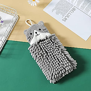 Uwariloy Chenille Hand Towel - Cute Animal Soft Hanging Hand Towels, Fast Drying & Absorbent Thick Microfiber Hand Towel Decorative Towels for Kitchen Bathroom