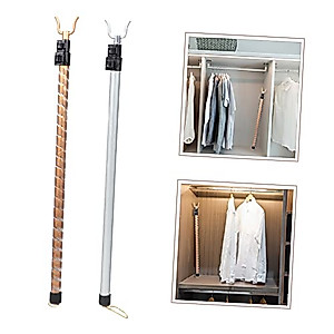 Cabilock 10 Pcs Pull up Bar Outdoor Blinds Curtains Outdoor Clothing Toilet Paper Holder Retractable Clothesline Prop Telescoping Garment Retractable Clothesline Rods Clothes Fork Pole CD