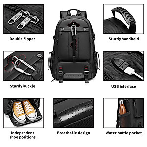 SSWEISIKER Large 65L Travel Laptop Backpack for Men, Waterproof Carry on Bags on Flight Approved with USB Charging Port, Computer Backpack Fit 17 Inch Laptops,Black