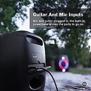 DOSS Bluetooth Speaker, PartyBoom Speaker with 60W Immersive Sound, Punchy Bass, Mixed Colors Lights, PartySync, 12H Playtime, Mic and Guitar Inputs, Portable Speaker for Indoor, Outdoor Party