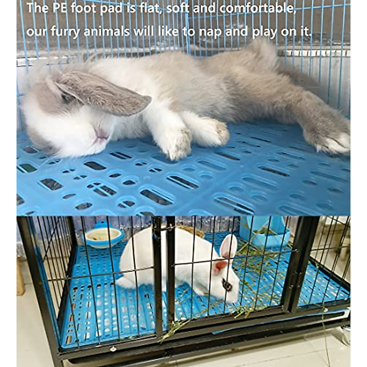 JSLZF Plastic Rabbit Cage Mat, 4 PCS Bunny Feet Pad, Small Animal Floor Pet Mat, Hole Leak Water, Resistance to Chew, Washable, Thick Nest Mat for Rabbit, Bunny