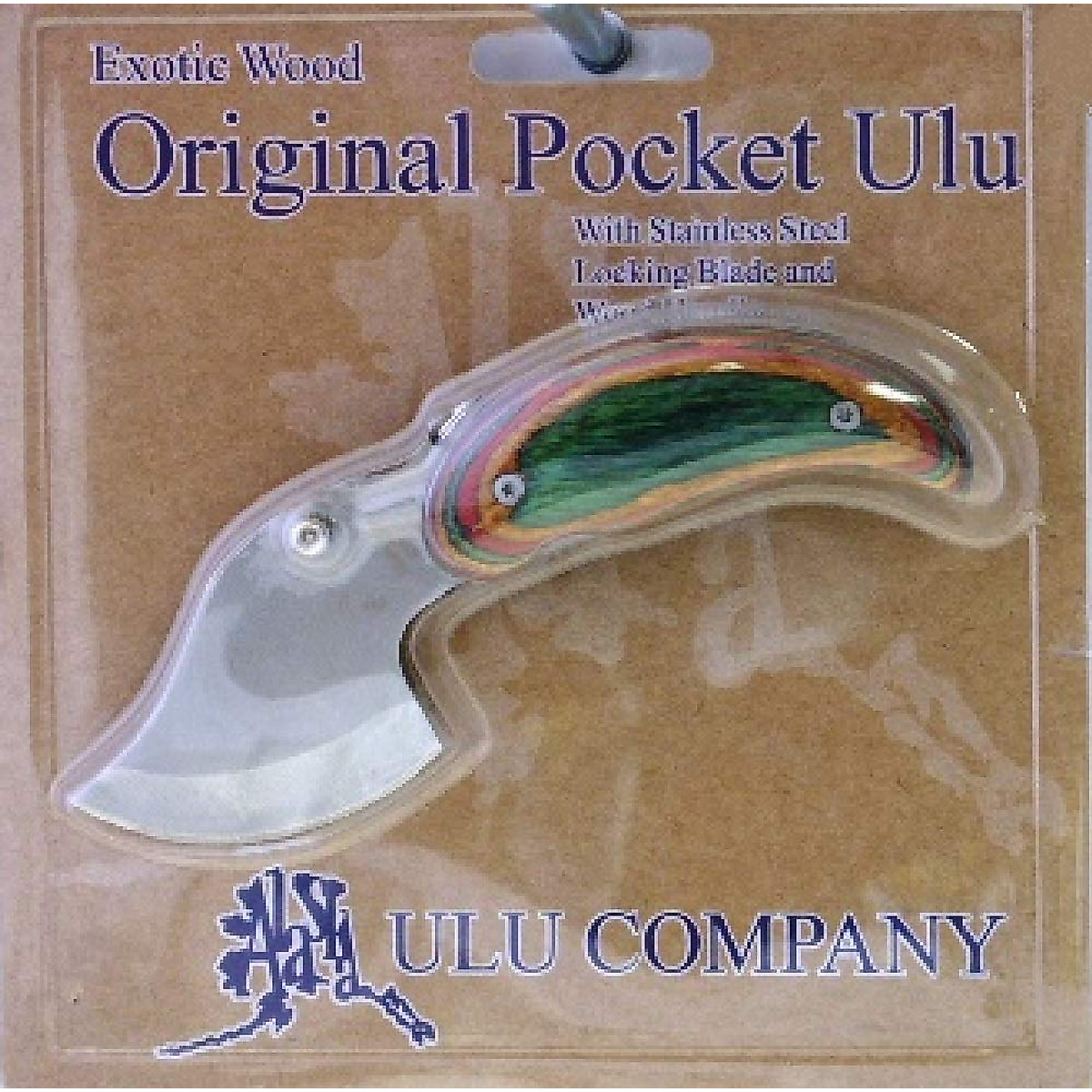 Exotic Wood Pocket Ulu with Locking Blade