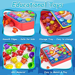 Geekper Button Art Toys for Toddlers with 34 Pictures and 130 Buttons