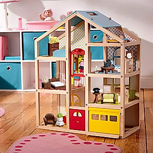 23pcs Brown Dollhouse Mini Furniture Kit Decoration DIY Accessories Including Dining Room Sitting Living Bedroom Set Toys for Baby Boys Children Girls Dollhouse Accessories