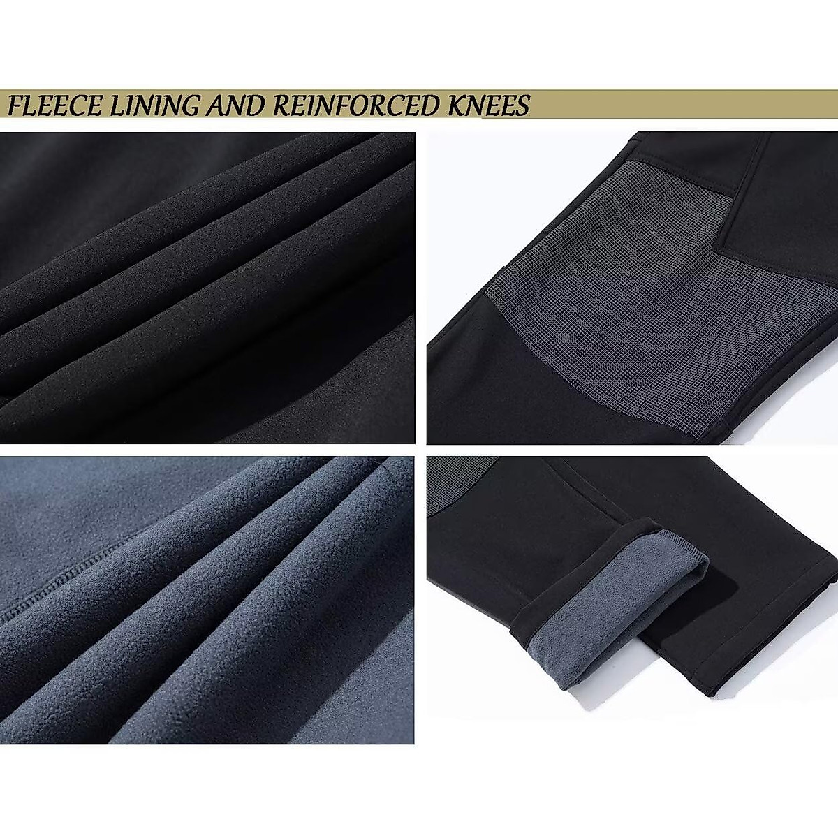 TACVASEN Mens Fleece Pants Outdoor Pants Cold Weather Pants Mens Water Resistant Hiking Pants Warm Pants Tactical Softshell Pants