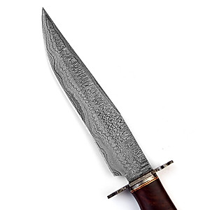 UK UNIQUE SHARP KNIVES BK-3007 Handmade Damascus Steel 15.50 Inches Damascus Steel Hunting Knife - Rose Wood Handle With Damascus Beautiful Gurd/pommel