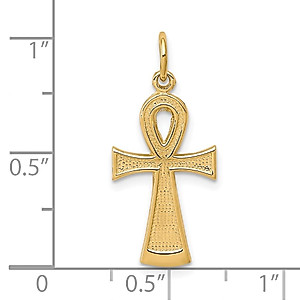 Auriga Fine Jewelry 10k Yellow Gold Flat-Backed Ankh Egyptian Cross Pendant (L- 27 mm, W- 13 mm) Gift for Women