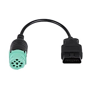 Truck Diagnostic Cable, 9 Pin Male Head to 16 Pin OBD2 Truck Diagnostic Scanner Cable Adapter Diagnostic Scan Tool Replacement Fit for Cummins Engine