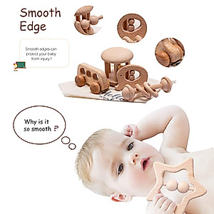 Organic Wooden Baby Rattle Toy Montessori Rattle Roller Waldorf Inspired Grasping Toddler Toys