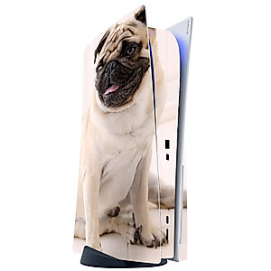 ITS A Skin Skins Compatible with Sony Playstation 5 Console Disc Edition - Protective Decal Overlay Stickers wrap Cover - Pug Mug, Cute Pug