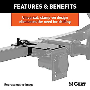 CURT 57204 Vehicle-Side Trailer Wiring Harness Clamp-On Bracket Mount for 4-Way, 5-Way or 6-Way GLOSS BLACK POWDER COAT