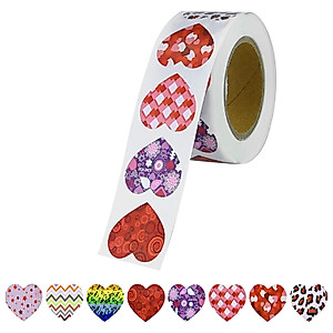 500 Pieces Valentines Day Heart Roll Stickers Labels Love Decorations for Father's Day Mother's Day Decor Wedding Party Favor Engagement Proposal Anniversary Birthday Christmas