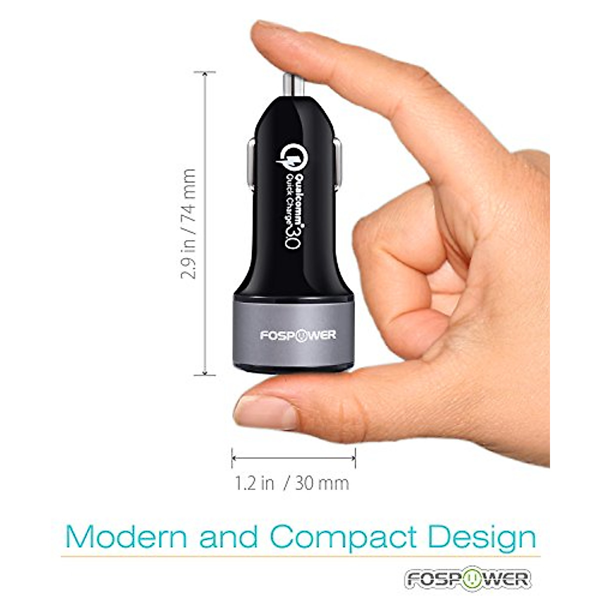 FosPower USB Car Charger UL Listed 36W Fast Charging Qualcomm 3.0 Quick Charge Dual USB Smart Ports with LED Light Compatible with iPhone 14 Pro Max, Google Pixel 6, Samsung Galaxy S22, and More