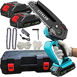CITELER Mini Chainsaw 6-Inch, Cordless Power Chain Saws with 2 Batteries, Portable Handheld Small Chainsaw for Tree Trimming Branch Wood Cutting