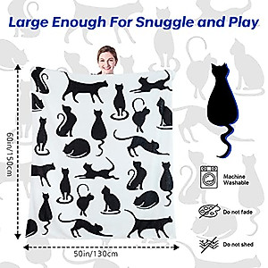 Cat Throw Blanket for Cat Lovers Black Cats Blanket Cat Print Blanket Cute Blankets Cat Plush Blanket Cat Blanket for Women Cat Themed Gifts for Women (50 * 60inchs,cat4)