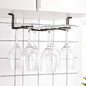 HOWDIA 2 Pack Wine Glass Rack Under Counter,Stemware Rack Under Cabinet Wine Glass Hanging for Kitchen Bar