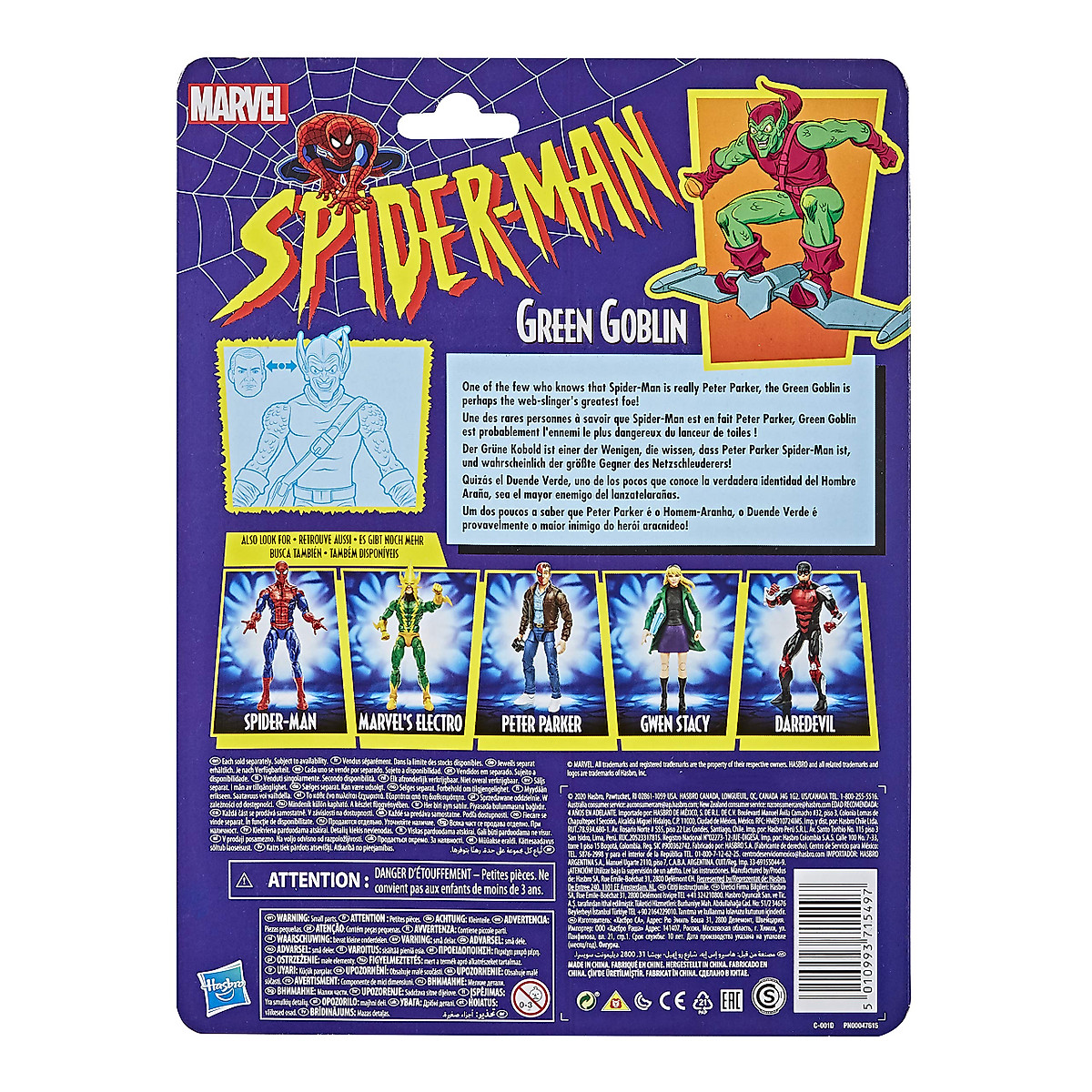 Spider-Man Hasbro Marvel Legends Series 6-inch Collectible Green Goblin Action Figure Toy Retro Collection