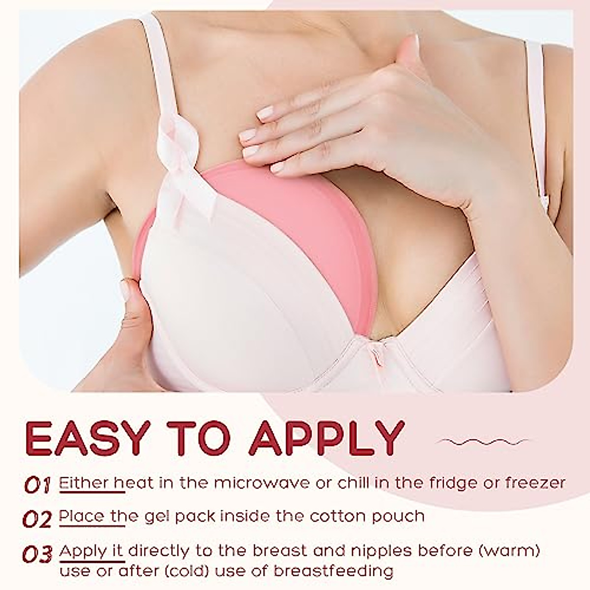 Luguiic Breast Ice Pack for Nursing Soreness, Engorgement, Mastitis, Nipple Pain, Hot or Cold Therapy for Breastfeeding or Breast Augmentation for Nursing Mothers