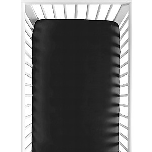 Sweet Jojo Designs Black Boy or Girl Fitted Crib Sheet Baby or Toddler Bed Nursery - Solid Color for Mod Dino Modern Dinosaur Boho Dinosaurs Gender Neutral