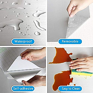 VEELIKE 15.7''x236'' Stainless Steel Contact Paper for Appliances Heat Resistant Self Adhesive Wallpaper Peel and Stick for Dishwasher Refrigerator Washing Machine Oven door Countertop Metal Furniture