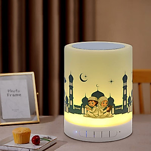Telawah Quran Speaker with Remote Control, Portable LED Bluetooth Touch Cube MP3 Music Player Quranic Night Light Speaker