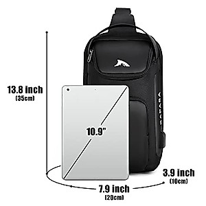 Anti Theft Small Sling Bag for Men, Crossbody Backpack with USB Charging, Waterproof Shoulder Bag with One Strap split in Two(black)