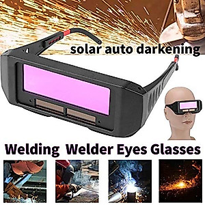 1 Pair Solar Auto Darkening Welding Goggle Safety Protective Shade Autodarking Welding Glasses Lens, Eyes Glasses TIG MIG Anti-Flog Anti-glare Goggles Welder, Black