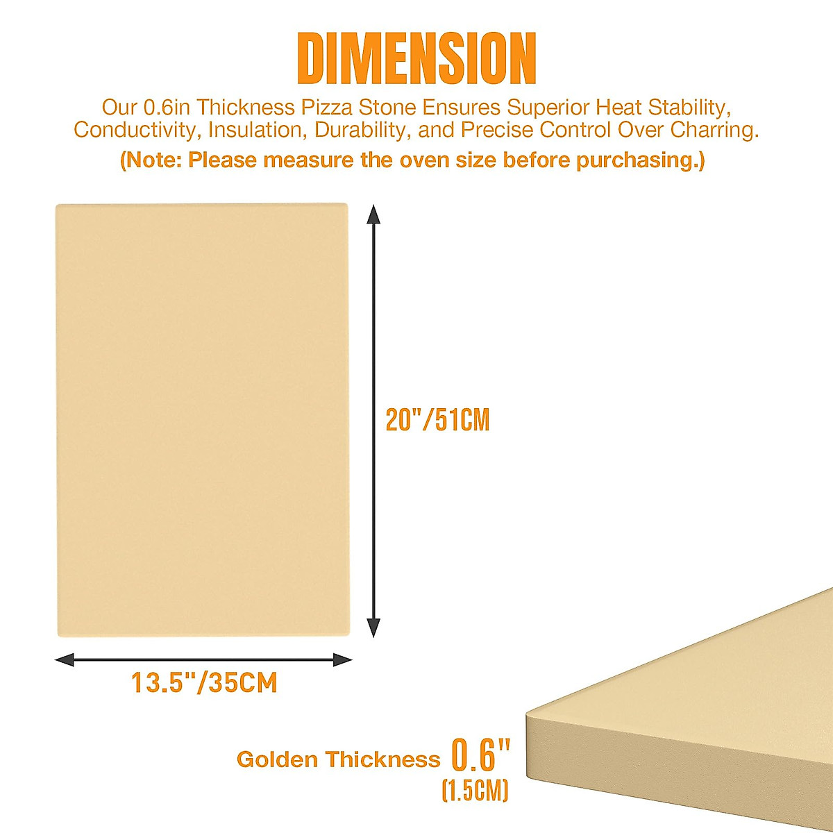 Caprihom Large Pizza Stone 20" x 13.5" Pizza Stone for Grill Rectangular Baking Pizza Stone for Oven Heavy Duty Cordierite Stone, Ideal for Baking Different Sizes of Pizzas