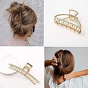 4.7 Inch Large Gold Metal Hair Accessories - 4PCS Big Non-Slip Claw Clips with Strong Jaws for Thick and Thin Hair, Cute Butterfly Fashion Accessory for Women & Girls