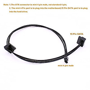 SZVIVID 18AWG Motherboard ATX Mini 4 Pin to 2X Right-Angle 15 Pin SATA Hard Drive HDD Power Supply Adapter Cable for Lenovo 18-inch (45cm) (4 Piece)