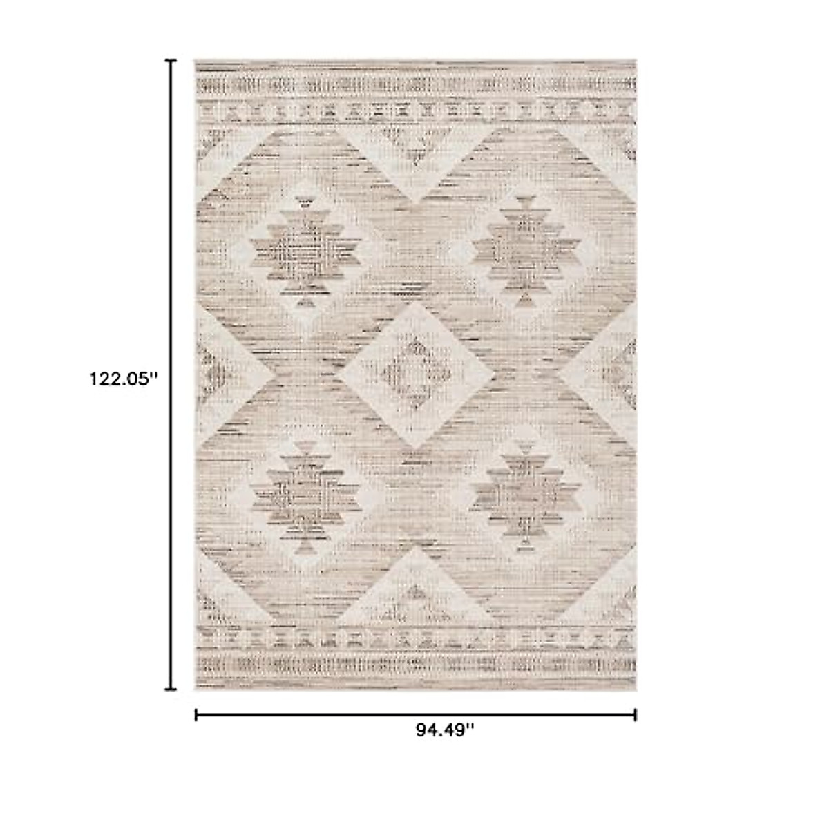 BoutiqueRugs Smoketown Traditional Area Rug - Tan, Black, White - 7'10" x 10'2"
