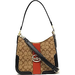 COACH Women's Georgie Hobo Bag (Signature Canvas - Colorblock - Khaki - Terracotta)