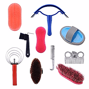 10PCS Horse Grooming Care Kit Professional Horse Cleaning Tool Set Horse Brush Set Horse Grooming Clean Accessories with Brush Curry Comb