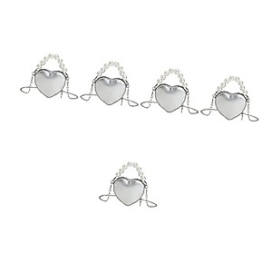 TENDYCOCO 5pcs Bag Fashion Heart-shaped Body Gifts Pearl Heart Valentines Wrist Shoulder Silver for Cross Women Clutch Chic Mini Chain Handle Crossbody Day Tote Girl Shaped Evening Purse