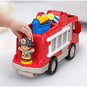 Fisher-Price Little People Musical Toddler Toy Helping Others Fire Truck With Lights Sounds & 2 Figures For Ages 1+ Years