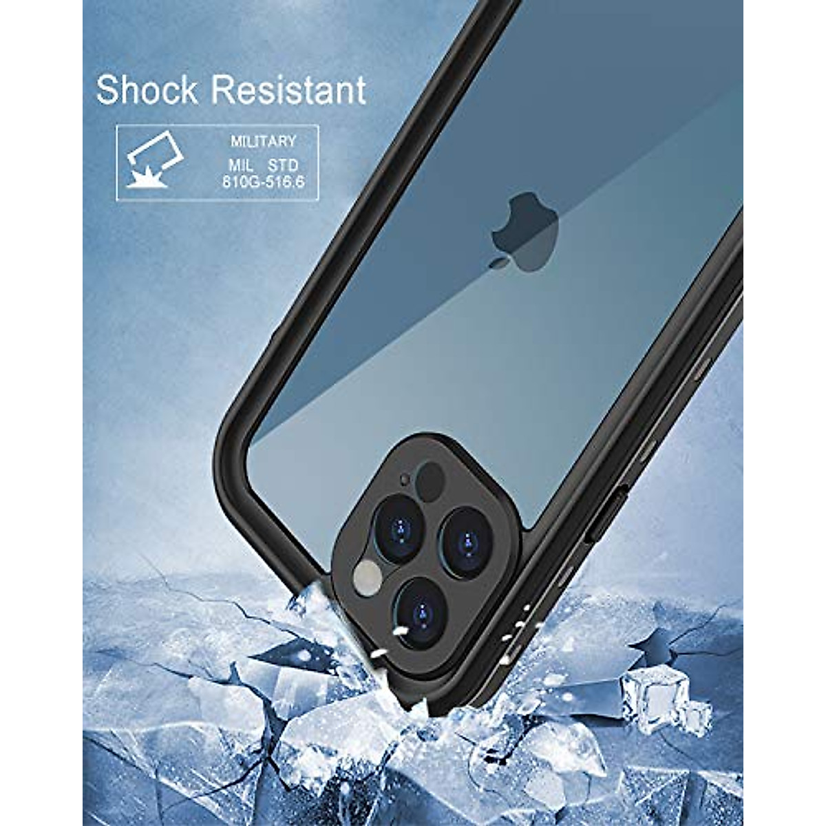 LOVE BEIDI Design for iPhone 12 Pro Max Waterproof case 6.7'', Full Body Shockproof case for iPhone 12 Pro Max Case with Screen Protector, Dust Proof Phone Case Cover for iPhone 12 Pro Max (Black)
