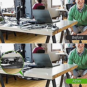 Under Desk Cable Management Net 2 Packs, 26'' x 10'' Flexible Under Desk Wire Cord Organizer Kit, Large Capacity Cord Hidden Stretch Mesh Cable Holder for Desks, Offices and Kitchens, Fits Most Tables