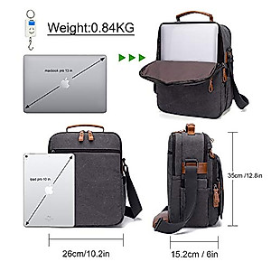 ESTARER Mens Messenger 13.3 inch Laptop Bag, Water-resistant Canvas Computer Briefcase Satchel Work Shoulder Bag Purse
