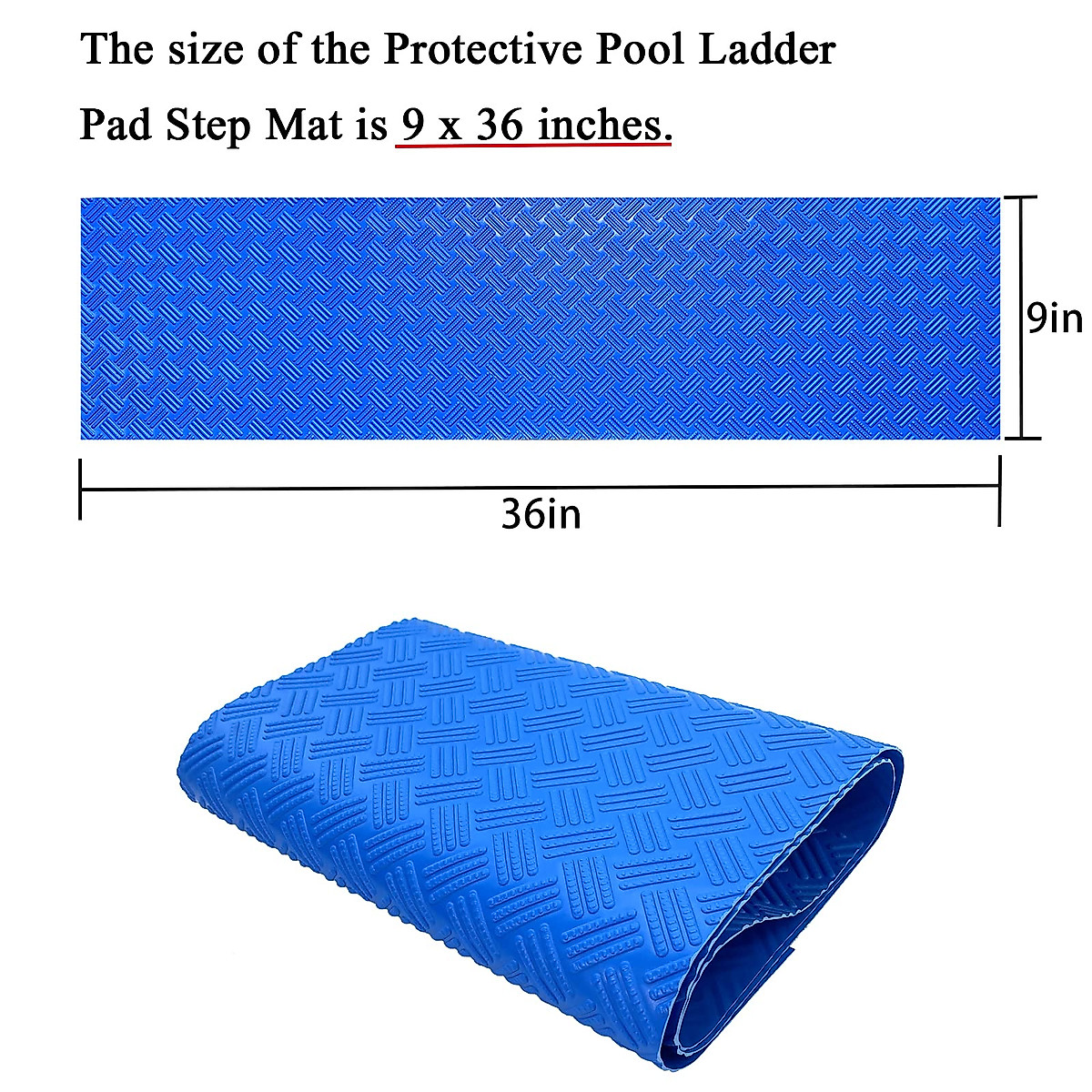 2 Rolls Swimming Pool Ladder Mat - Protective Pool Ladder Pad Step Mat with Non-Slip Texture, Blue Medium 36 inch X 9 inch