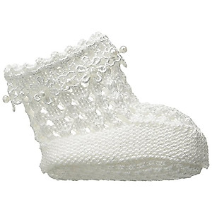 Jefferies Socks Baby Girls' Newborn Daisy Pearl Bootie, White