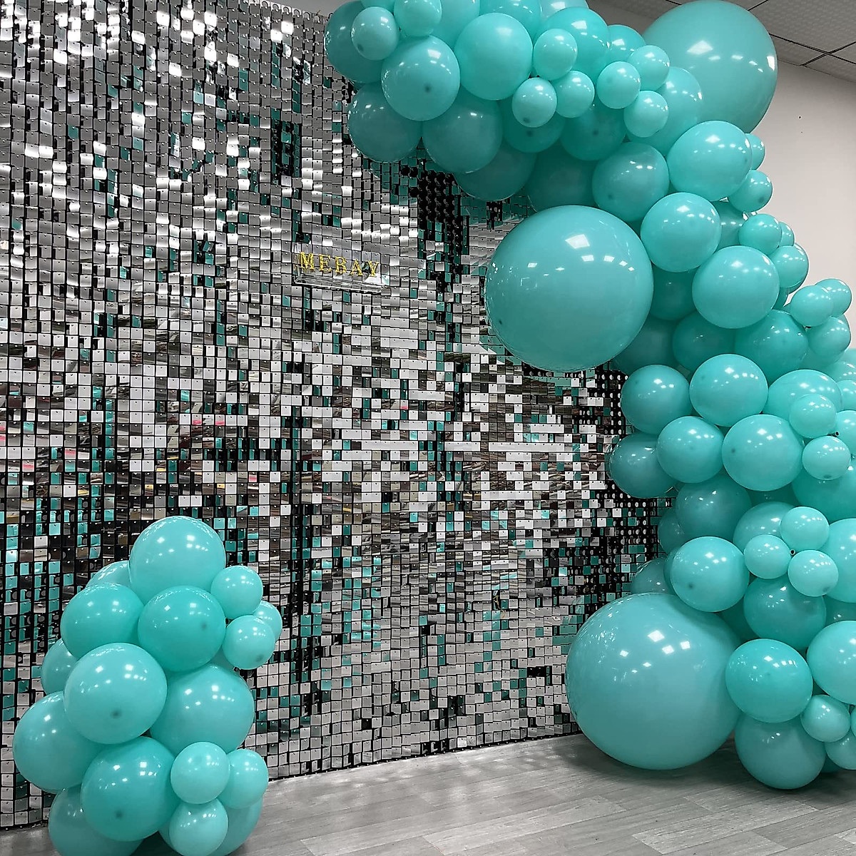 MEBAY 100 Pcs Teal Blue Balloons Different Sizes 18 12 10 5 Inch Party Balloon Garland Arch Kit for Birthday Wedding Baby Shower Graduation Halloween Anniversary Bride Party Decoration