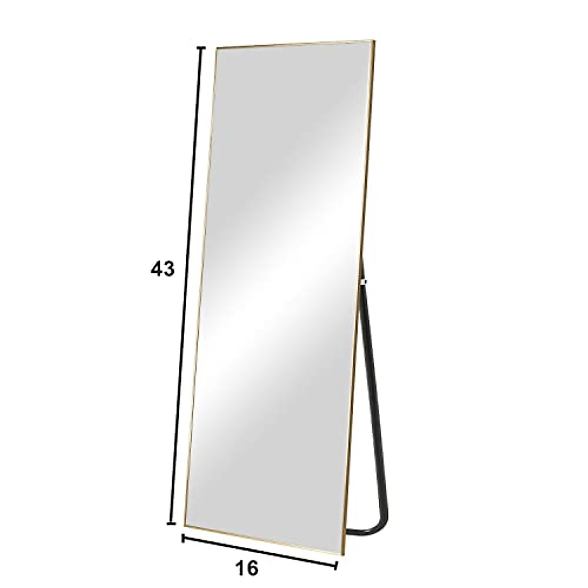 KIAYACI Wall Mirror Full Length Full Body Mirror Bedroom Dressing Mirror Standing Hanging or Leaning Against Wall Aluminum Alloy Frame(Gold, 43" x 16")